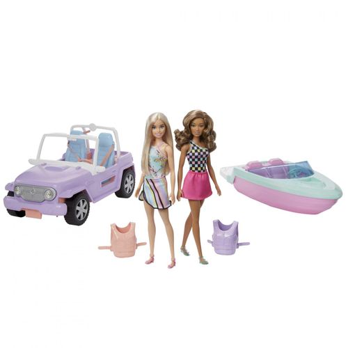 Barbie set sa vozilima i dve lutke