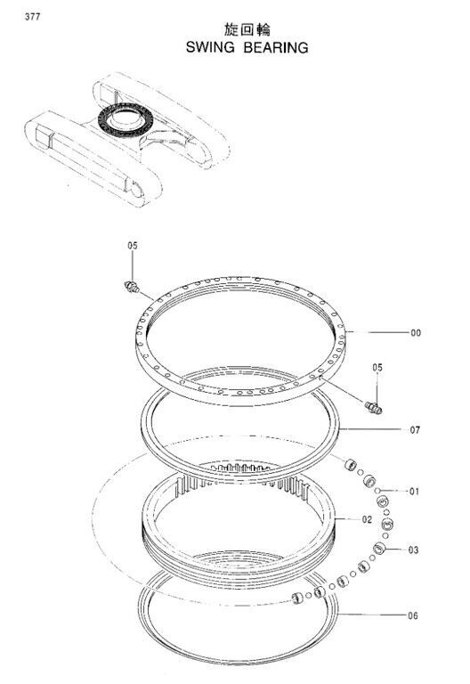 Hitachi 9245698 okretni prsten za Hitachi ZX330-3 ZX350-3 ZX350-5 ZX350-6 ZX350-7 ZX370F-3 ZX380-5 ZX380-6 ZX400-3 ZX400W-3 bagera