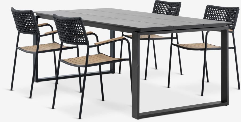 SONNERUP D215 sto siva + 4 AJSTRUP stolice crna