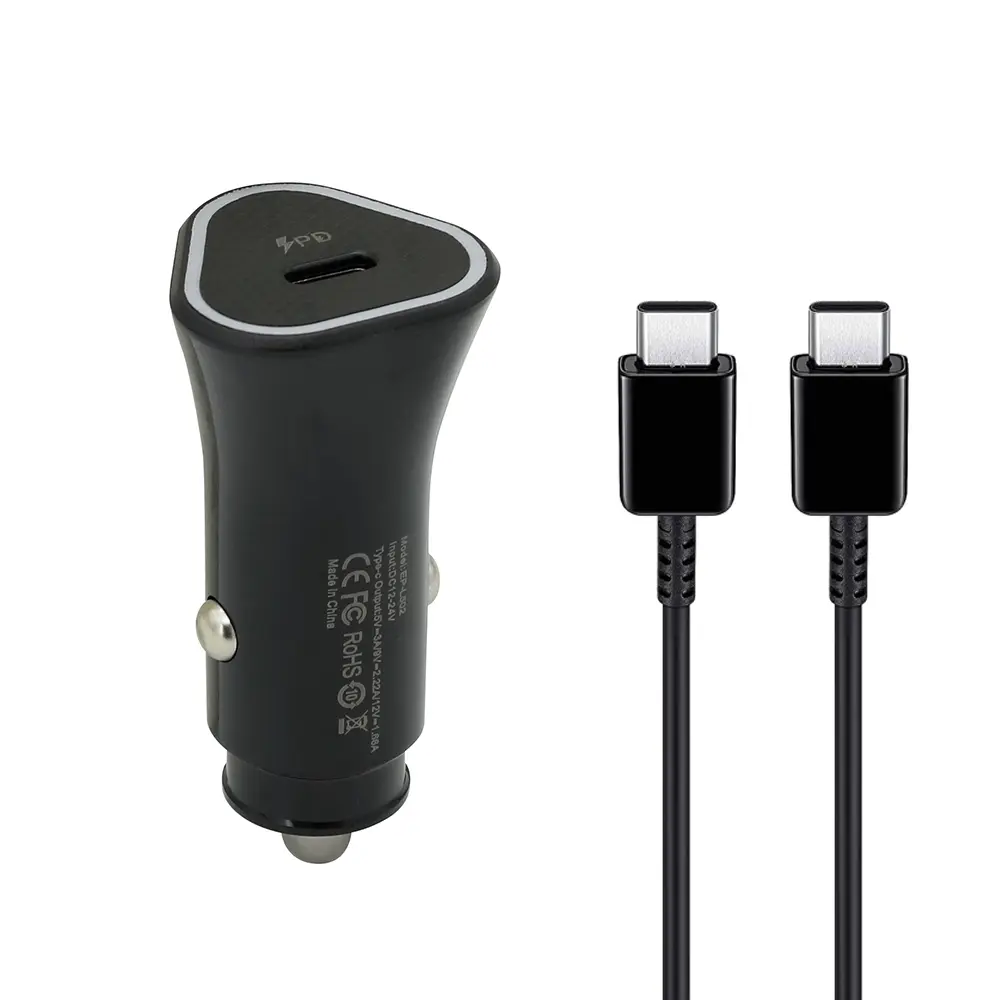 Auto punjac 25W Type-C ulaz sa Type-C na Type-C kablom crni