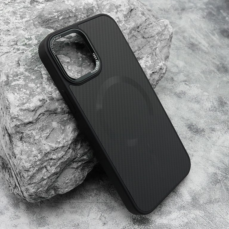 Zastitna maska (futrola) CARBON MagSafe - iPhone 12/12 Pro (6.1) crna (big camera) (MS)