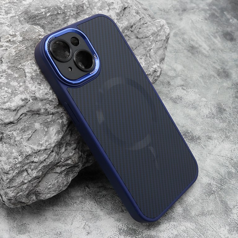 Zastitna maska (futrola) CARBON MagSafe - iPhone 15 plava (small camera) (MS)