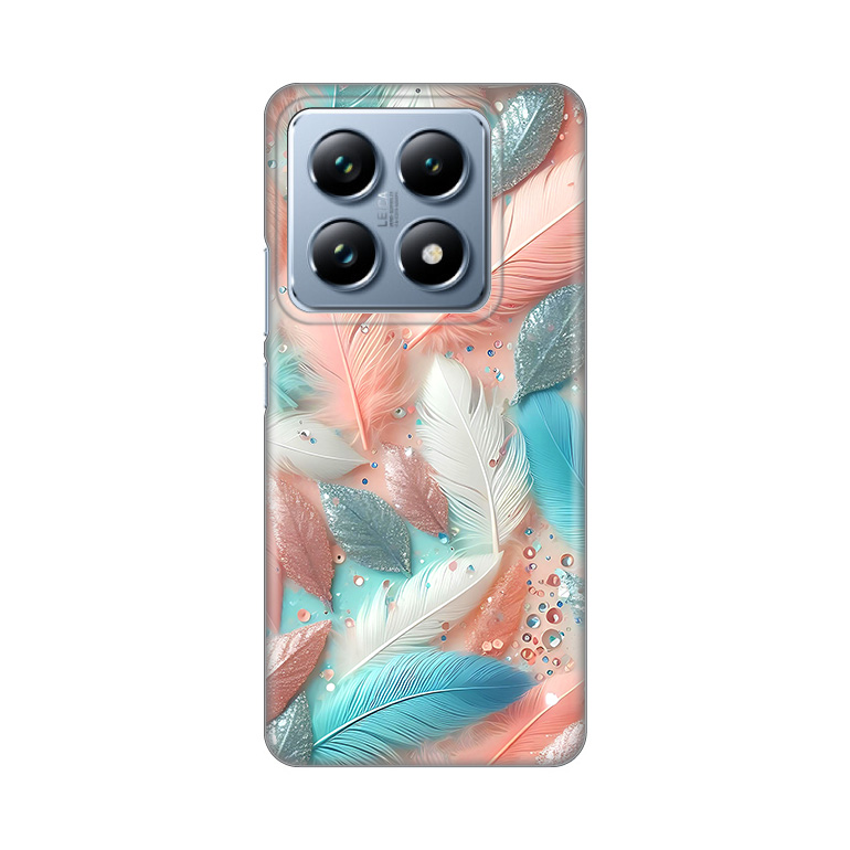 TORBICA SILIKONSKA PRINT ZA XIAOMI 14T PRO PASTEL FEATHERS