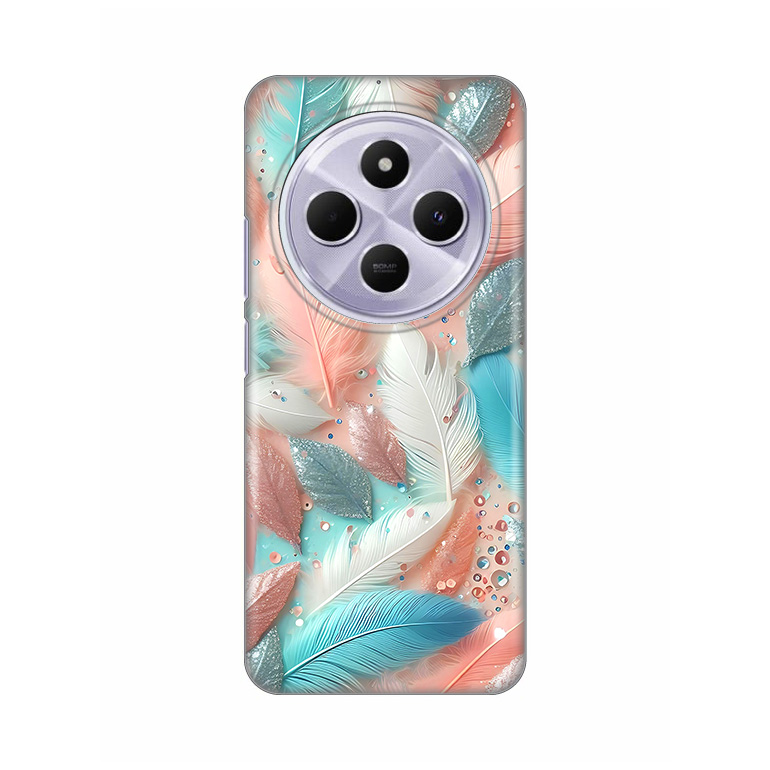 TORBICA SILIKONSKA PRINT ZA XIAOMI REDMI 14C/REDMI A4 PASTEL FEATHERS