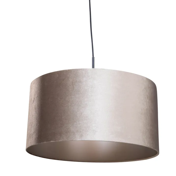Viseća lampa crna sa somotskim abažurom taupe 50cm - Combi 1