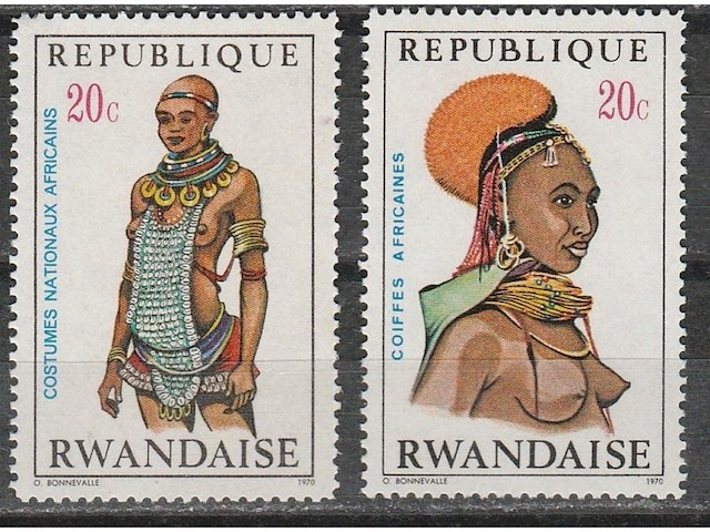 Rwanda, Ruanda - 1970 - National African costumes