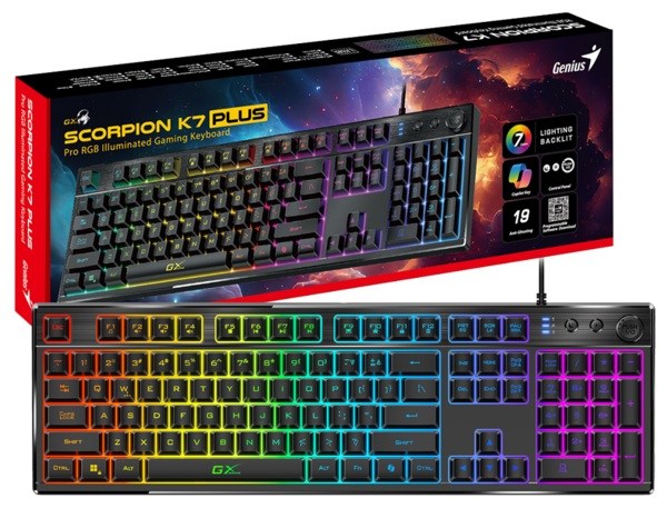 Genius SCORPION K7 PLUS, BLK, SER, USB