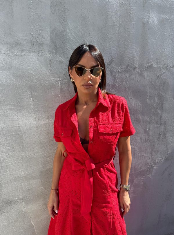 LISA RED midi haljina sa vezenim detaljima