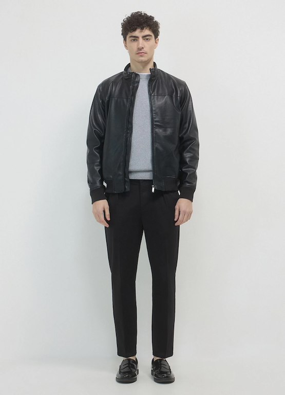 LEATHER-EFFECT BOMBER JACKET CRNA
