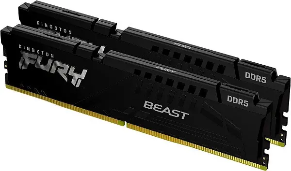 DDR5 64GB (2x32GB) 6400MHz [FURY BEAST], Non-ECC UDIMM, CL32 1.4V, 288-Pin 2Rx8, Black, Memory Kit, w/Heatsink, XMP & EXPO ( KF564C32BBEK2-