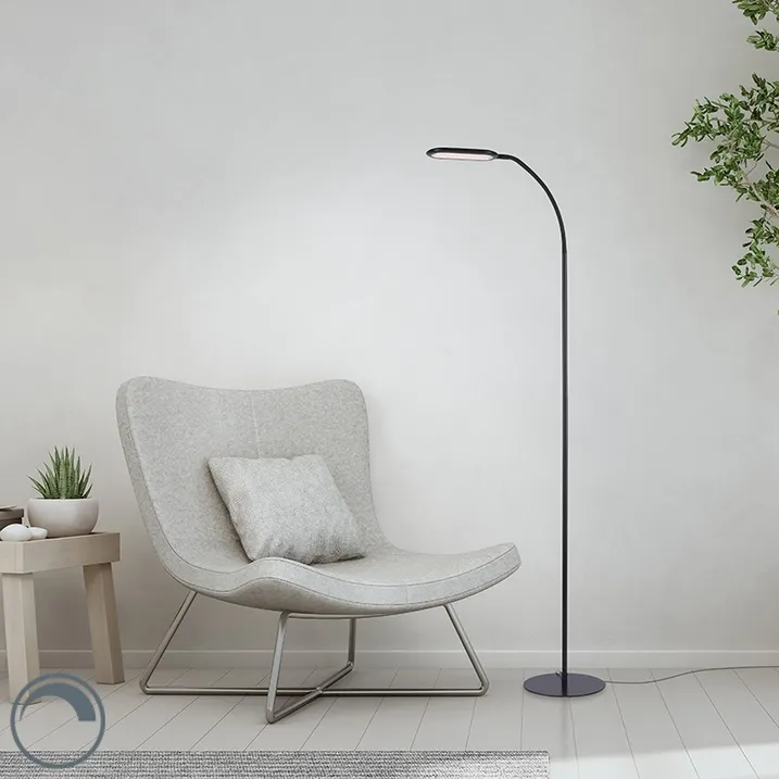 Moderna podna lampa crna sa prigušivačem uključujući LED - Kiril