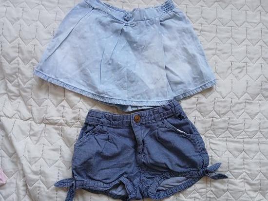 H&M teksas sorts i Terranova suknja-sorts, 98-104