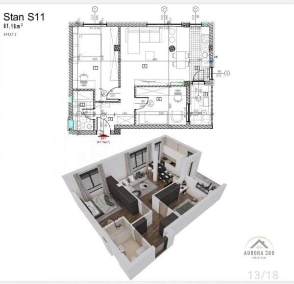 Trosoban stan na prodaju, 61m2, 169.640€