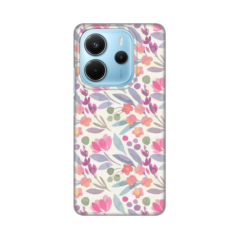 Zastitna silikonska maska (futrola) PRINT - Xiaomi Redmi Note 14 4G (SRB) Watercolor Flower
