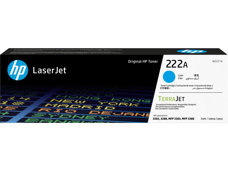 HP 222A CYAN ORIGINAL LASERJET TONER CARTRIDGE (W2221A)