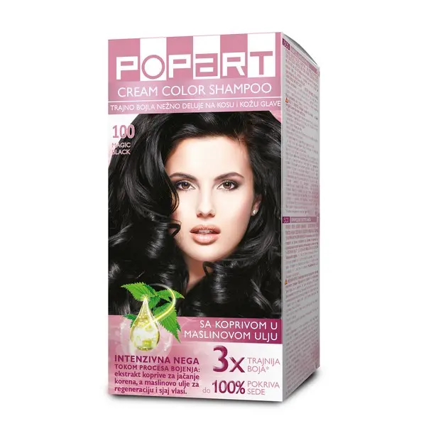POPART Color šampon i farba za kosu Magicno crna 100,