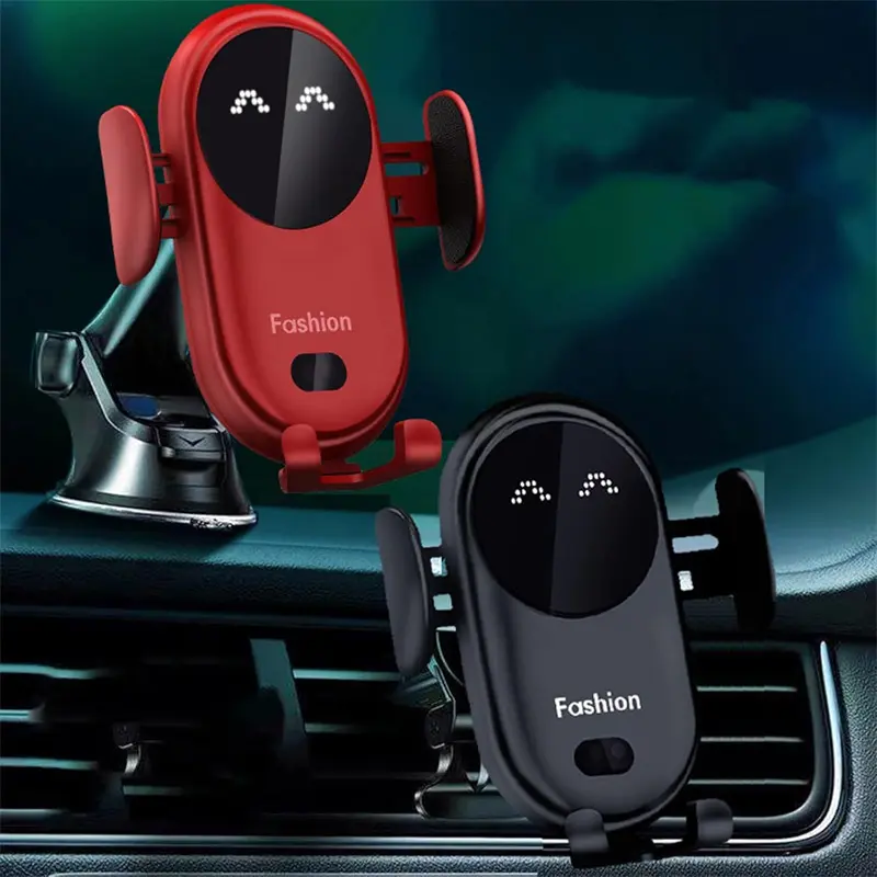 Auto drzac za telefon (vakuum) S11 Plus Fashion sa bezicnim punjenjem crveni