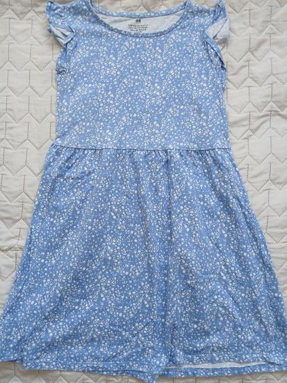 Nova H&M plava cvetna pamucna haljinica, 122-128