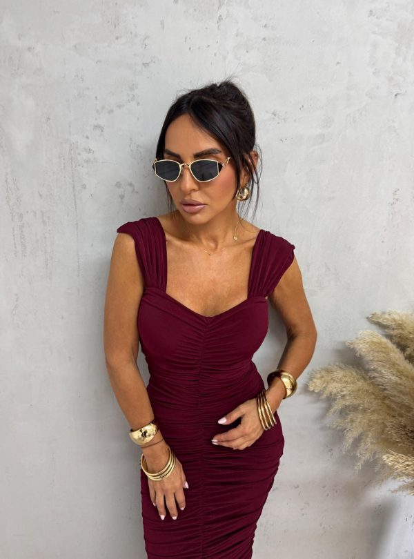 LEONA BURGUNDY midi elegantna haljina