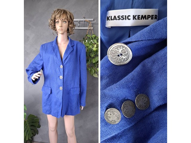 Vintage laneni sako sa mocnim dugmicima 44?
