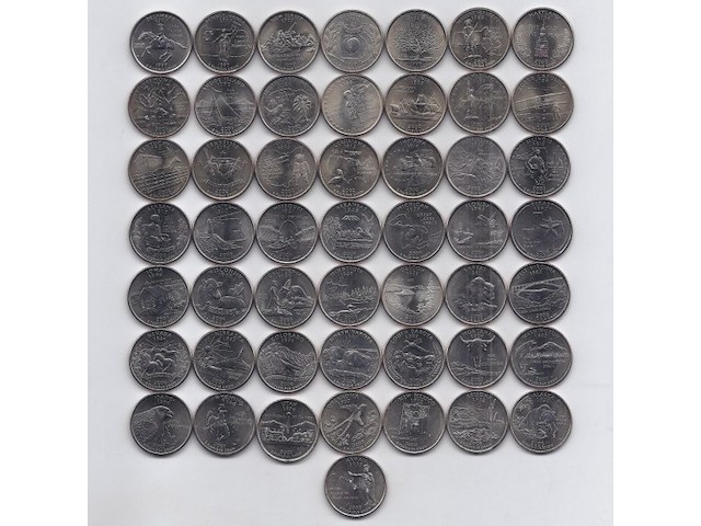 USA 50 x 25 cents 1999 - 2008 UNC kolekcija Sate Quarte