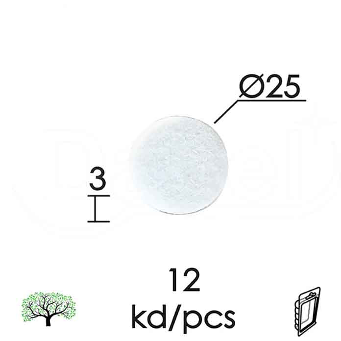 Podloška filc samol. za nameštaj F01 Bela fi25x3mm (12kom) DPZ 0218022