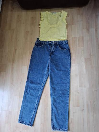 Mom fit farmerke + zara pleteni top
