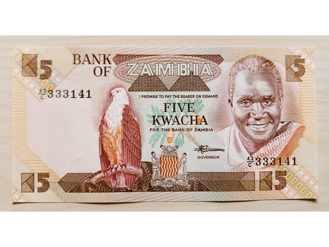 Zambia 5 kwacha. Unc, 1988 godina