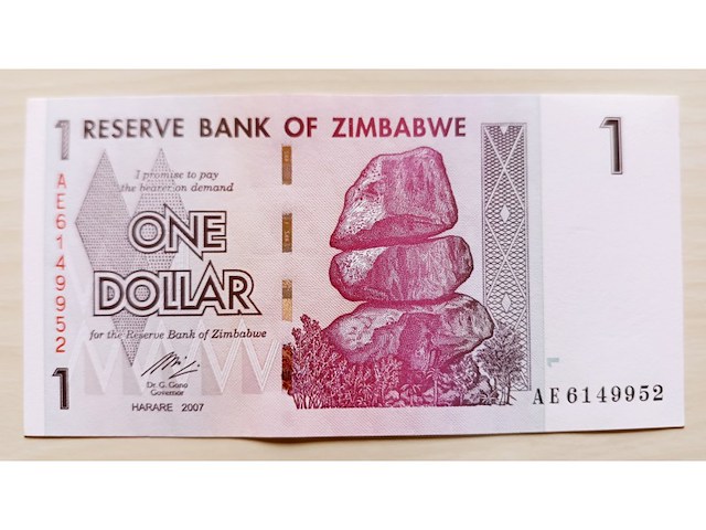 Zimbabwe 1 dollar. Unc, 2007 godina