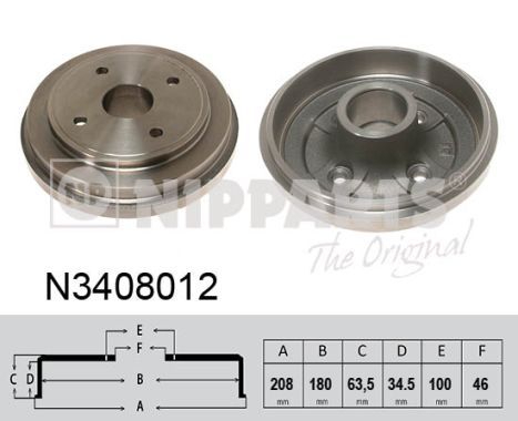 Doboš kočnice NIPPARTS N3408012