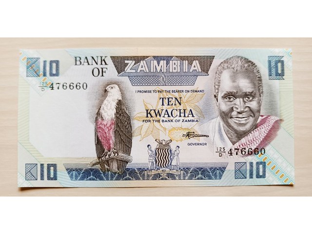 Zambia 10 kwacha. Unc, 1986 godina