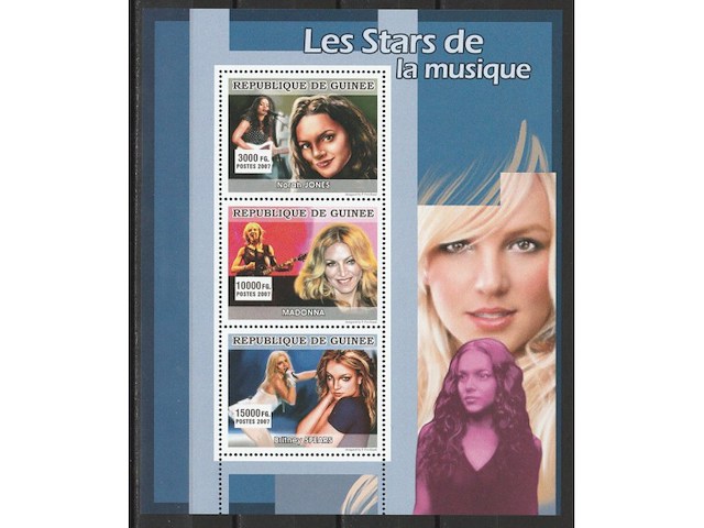 Guinea-2007-Stars of music, Madonna, Britney Spears-MNH