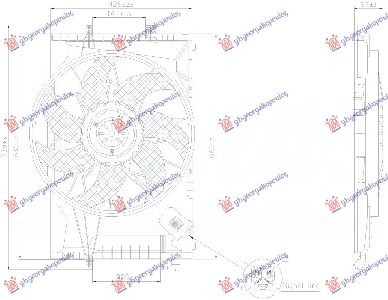 VENTILATOR KOMPLET BENZIN/DIZEL (600W)