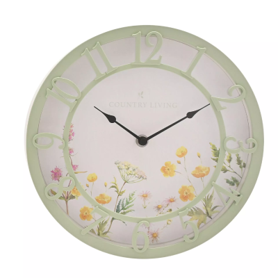 Zidni sat - Country Living, Sage Floral, 25 cm