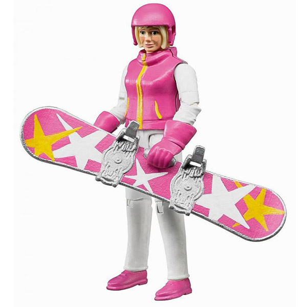 Figura žena na snoubordu roze-bela 1:16 Bruder 604202