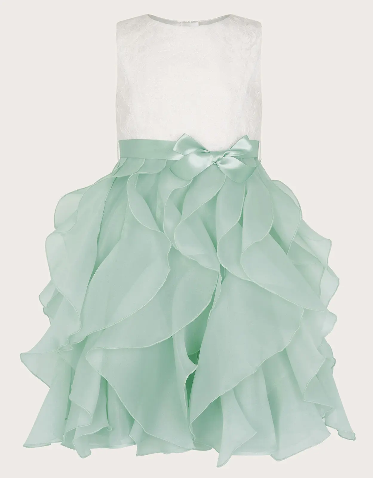 Monsoon Haljina za devojčice Lace Cancan Ruffle, Zelena