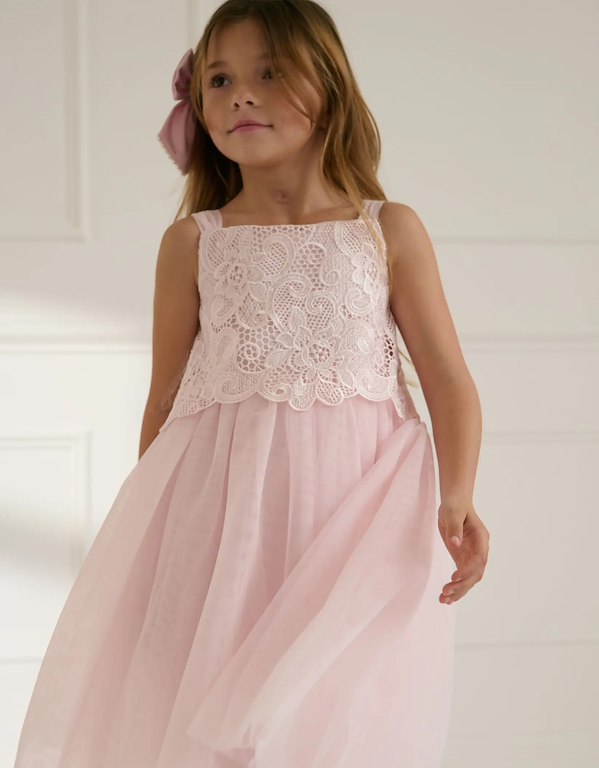 Monsoon Haljina za devojčice Anna Lace Tier Strappy Dr, Roze