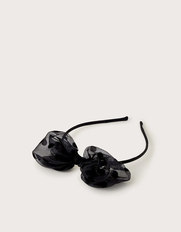 Monsoon Rajf za kosu za devojčice Spotty Puff Bow, Crna