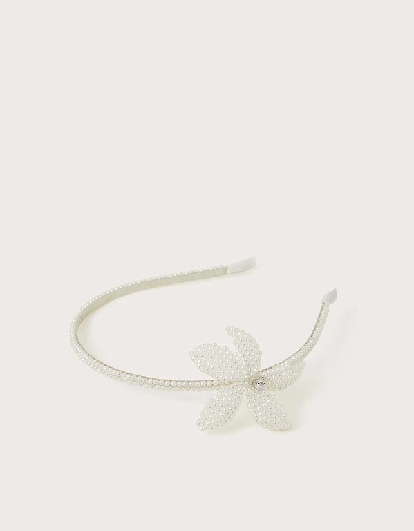 Monsoon Rajf za devojčice Pearly Flower, Beli