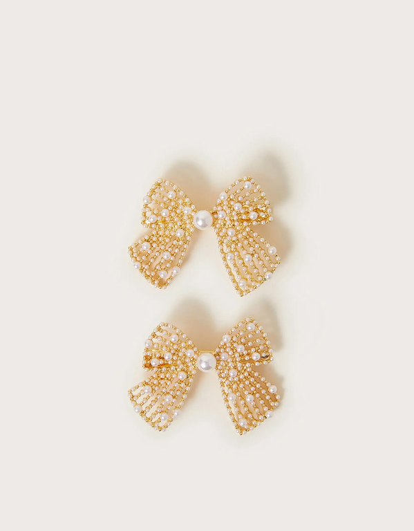 Monsoon Set šnalica za devojčice Pearly Bow, 2 komada, Zlatne boje