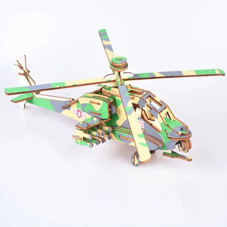 Slagalica Helikopter Apač, 3D, Drvena, Šarena