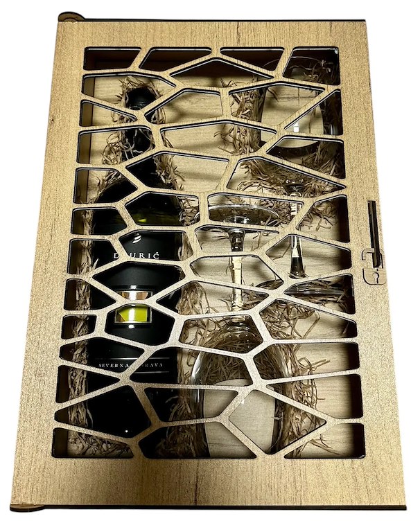 Deurić Severna Morava belo Gift Box 2 čaše - model saće