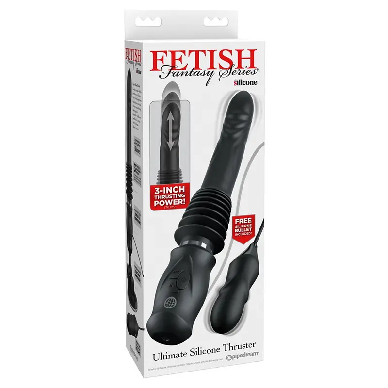 Vibrator Ultimate Silicone Thruster, 36.8cm, Crni