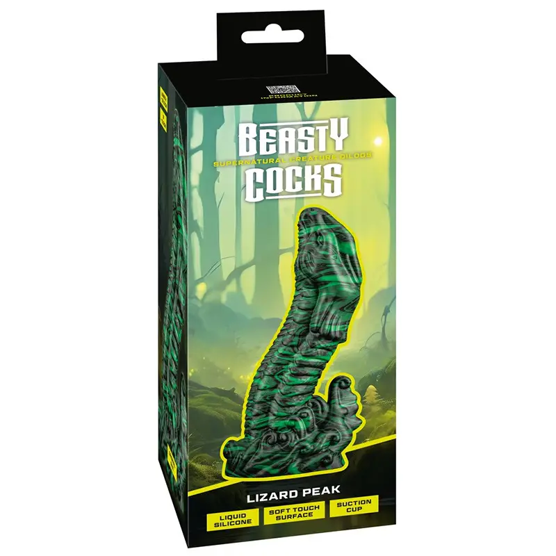 Dildo Lizard Peak, Silikonski, 22cm, Crno-zeleni