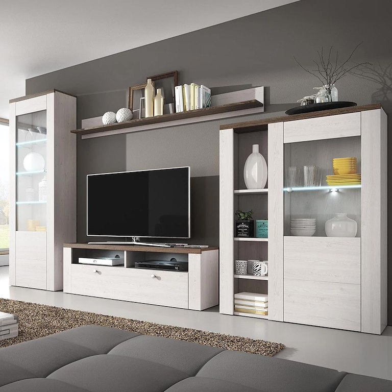 Larona 10 regal 305x37x206 svetli drveni dekor/sonoma tamna