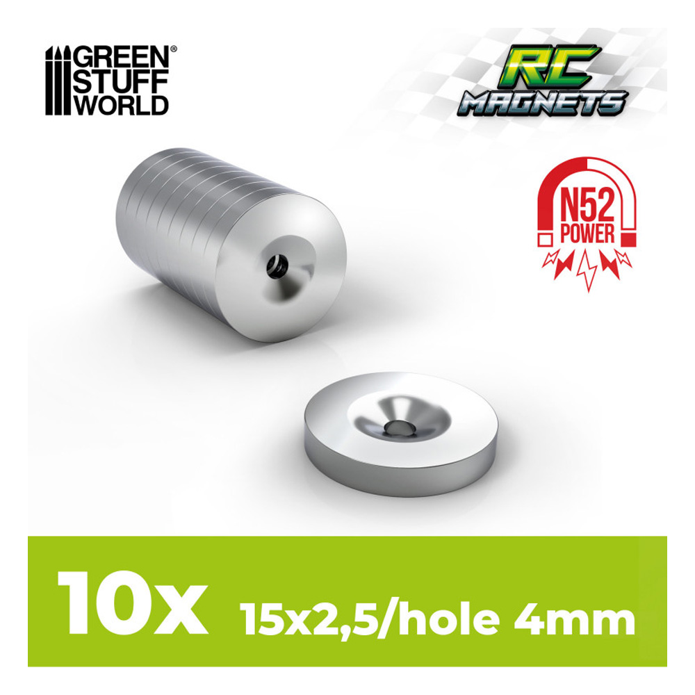 Neodymium Magnets HOLLOW 15x2,5mm for RC cars (Pack x10)