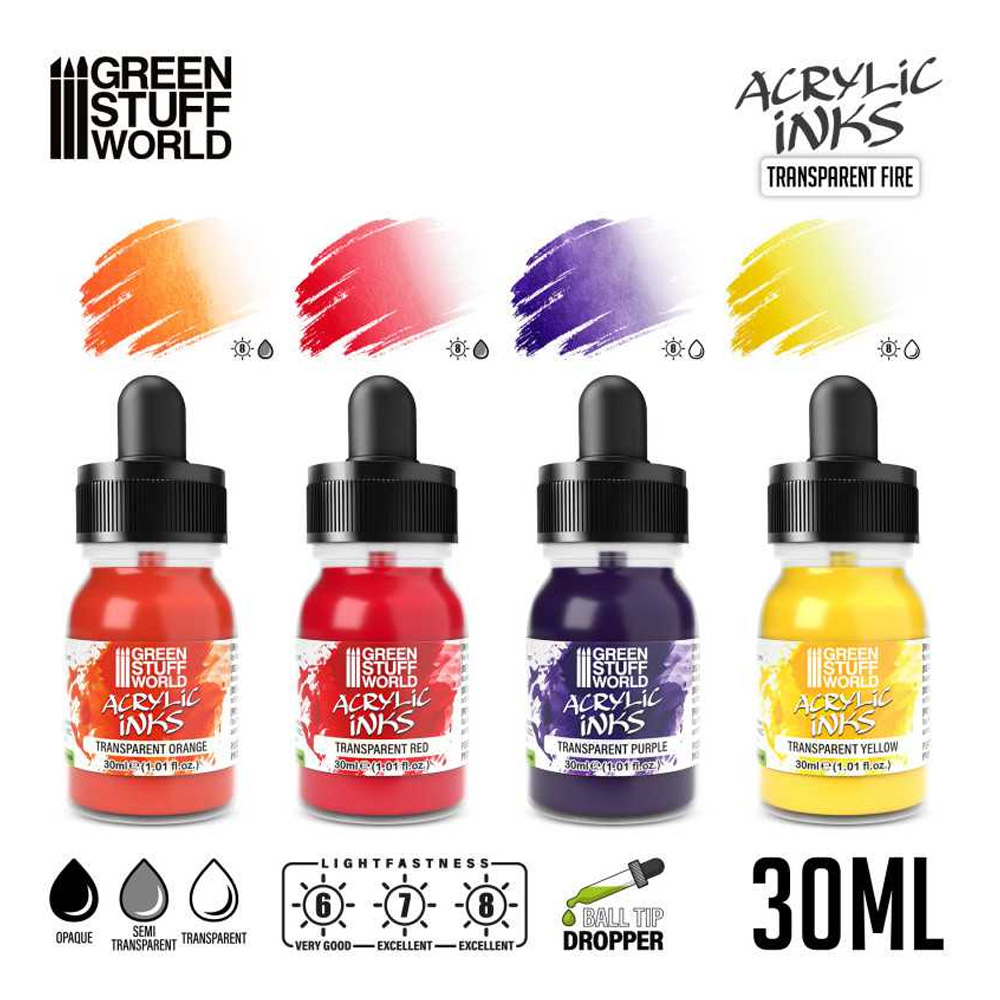 Acrylic Inks Set - Transparent Fire (x4)