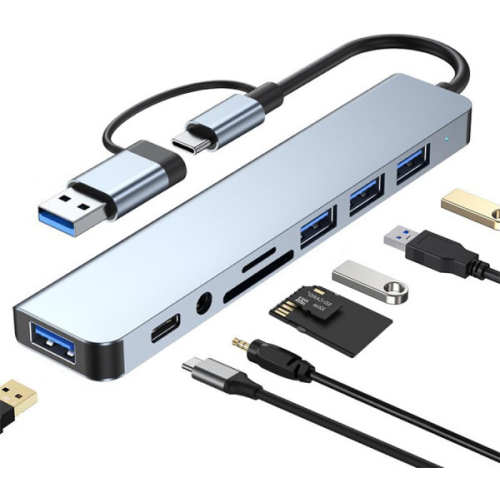 USB+TIP C Hub 4xUSB 3.0+TIP C+SD/micro sd+ Audio