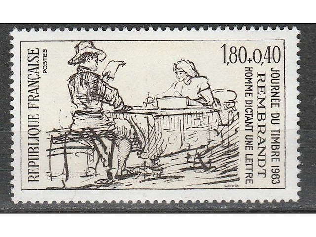 France - Rembrandt `Man dictating a letter` - 1983 -MNH