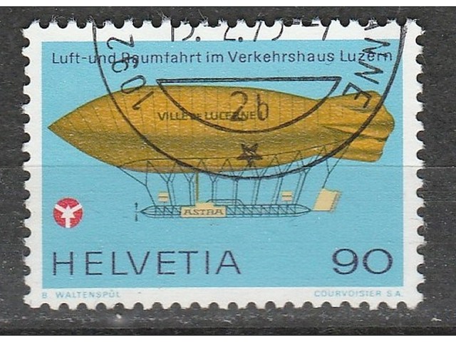 Switzerland, Švajcarska-1975-Airship `Ville de Lucerne`